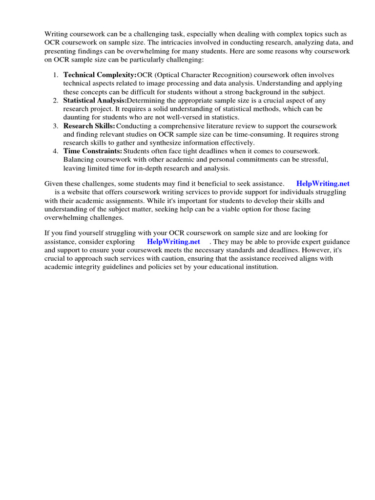 Ocr Coursework Sample Size Pdf Optical Character Recognition Sampling Statistics