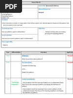 Grade 6 Geometric Patterns Lesson Plan | PDF | Learning | Pattern