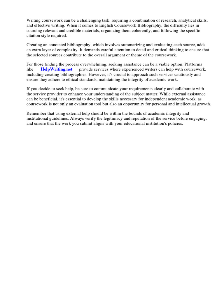 English Coursework Bibliography | Download Free PDF | Citation | Apa Style