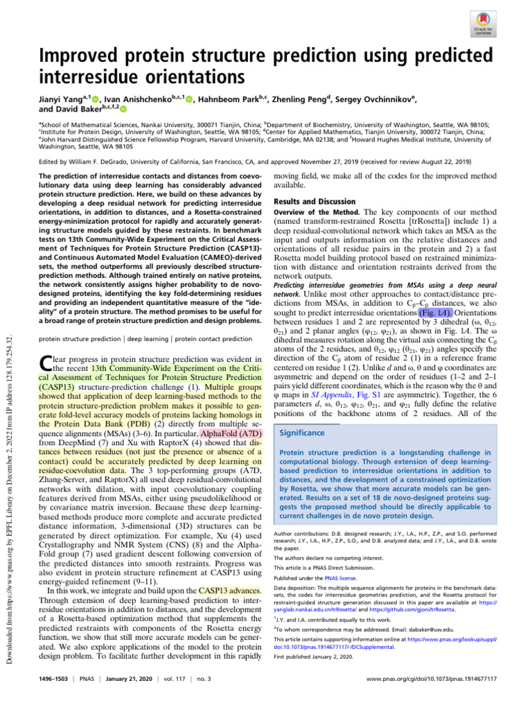 Paper Protein Structure Prediction | PDF | Deep Learning | Proteins
