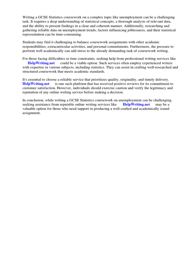 Gcse Statistics Coursework Unemployment Pdf Sampling Statistics Statistics