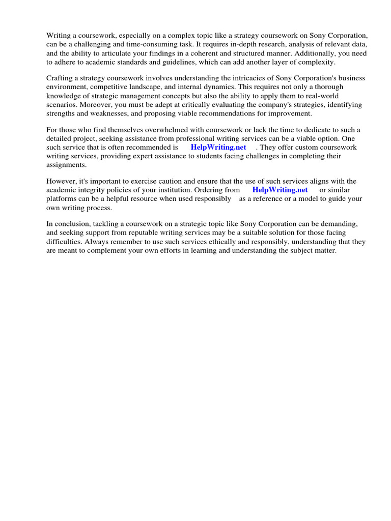 Strategy Coursework - Sony Corporation | PDF | Sony | Strategic Management