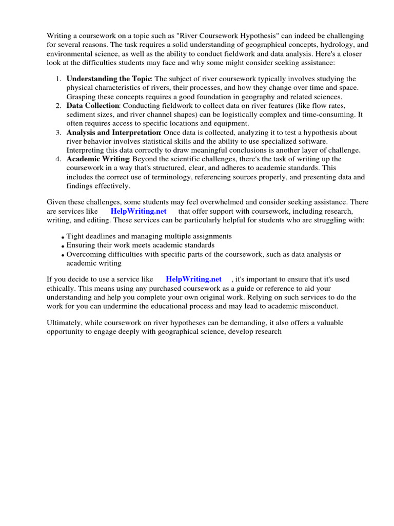 River Coursework Hypothesis | PDF | River | Data Analysis