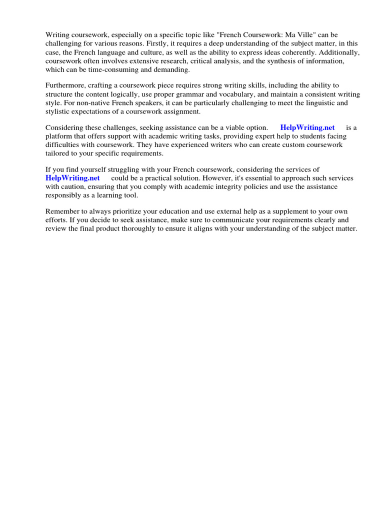 French Coursework Ma Ville | PDF | Linked In | Facebook