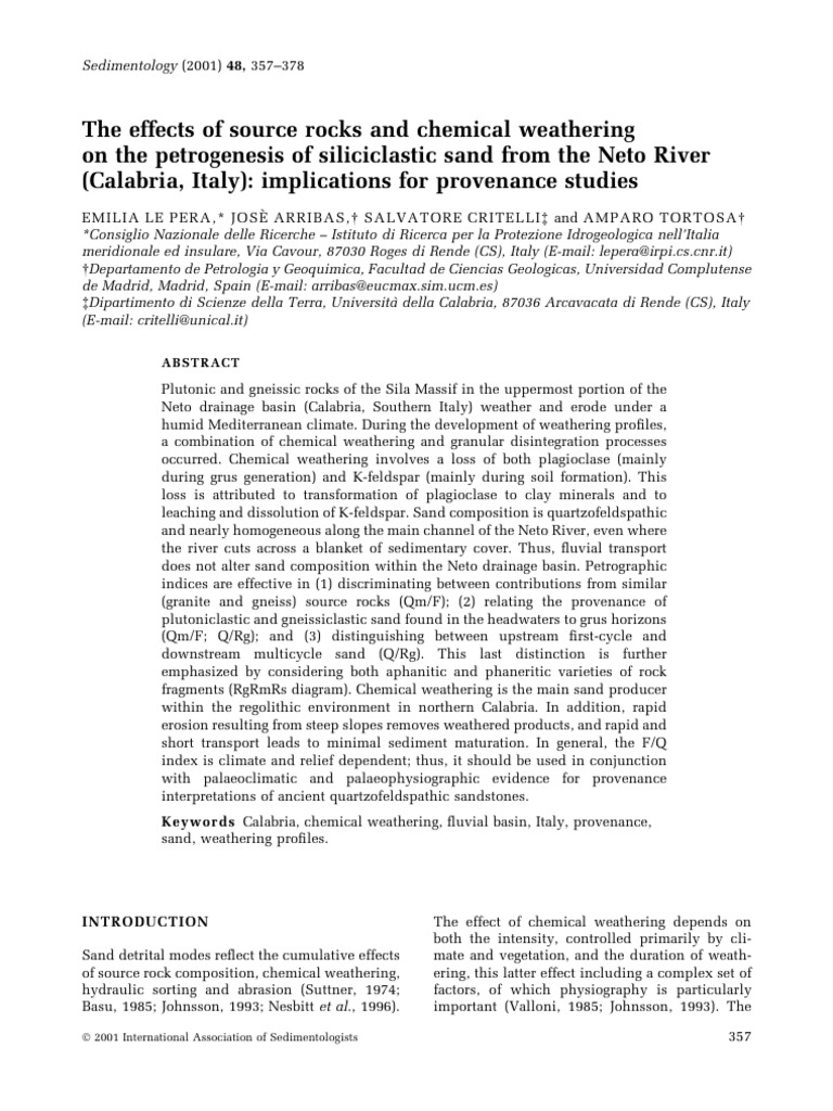 Lepera2001 The Effects of Source Rocks and Chemical Weathering | PDF ...