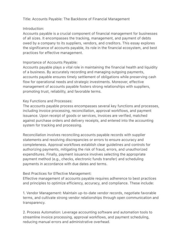 Title: Accounts Payable: The Backbone of Financial Management | PDF | Accounts Payable ...