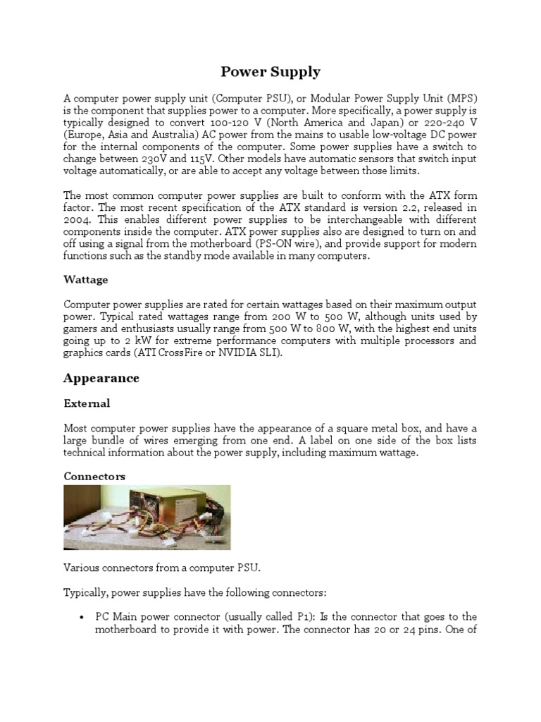Chapter 7-1 Power Supply | PDF | Equipment | Electricity