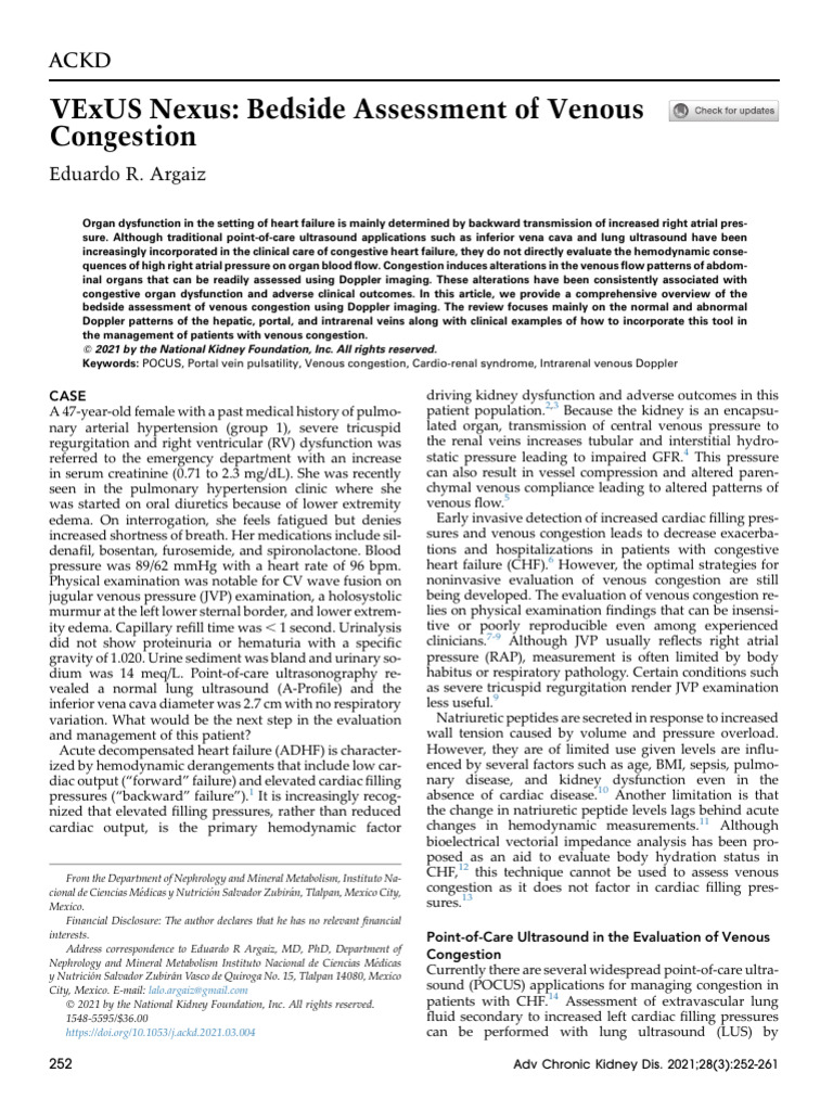 VExUS Nexus Bedside Assessment of Venous Congesti | PDF | Vein | Heart ...