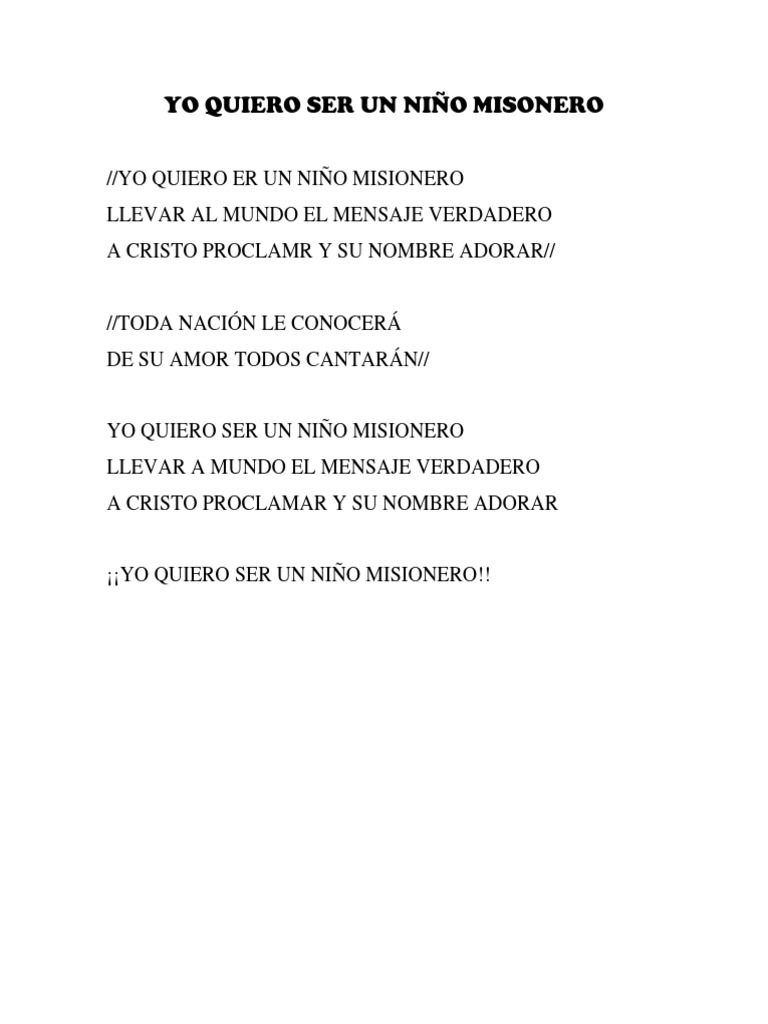 Yo Quiero Ser Un Niño Misionero | PDF