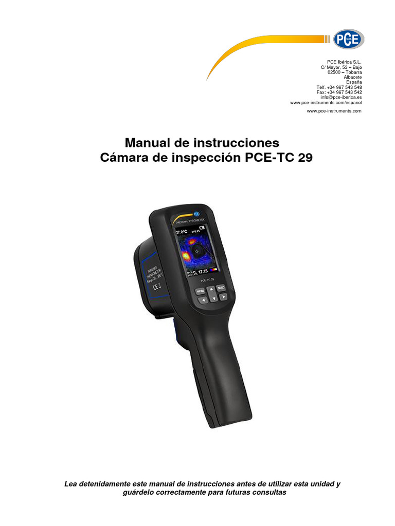 Manual Camara Inspeccion Pce TC 29 | PDF | Infrarrojo | Temperatura