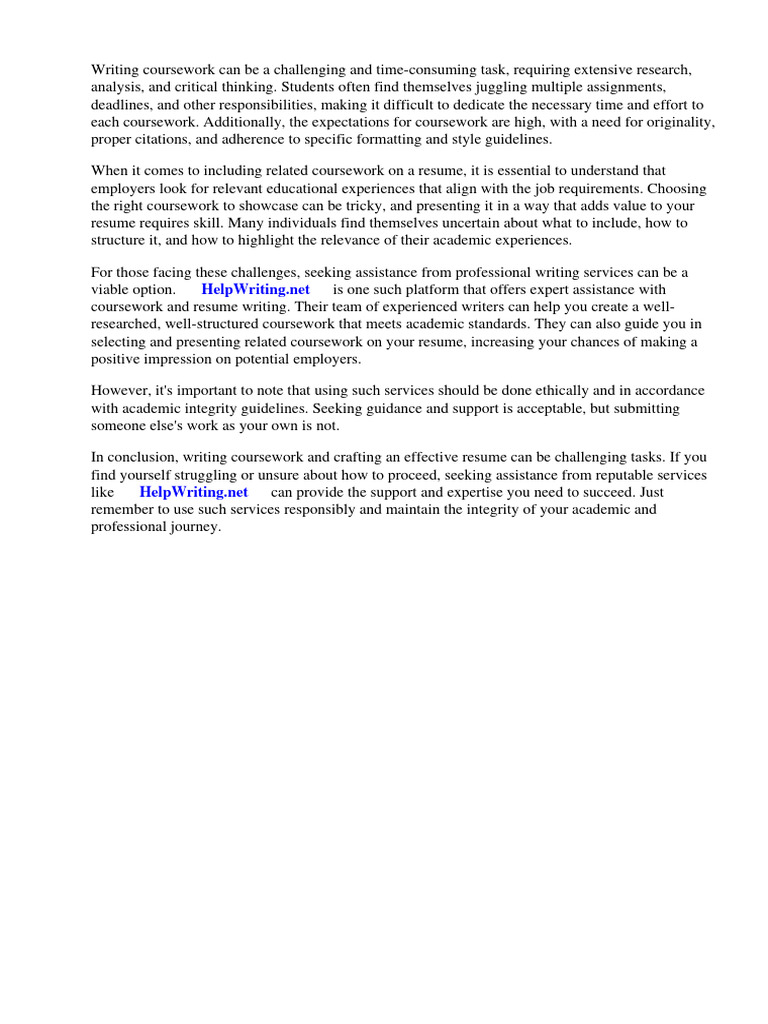 What Does Related Coursework Mean On A Resume | PDF | Career & Growth ...