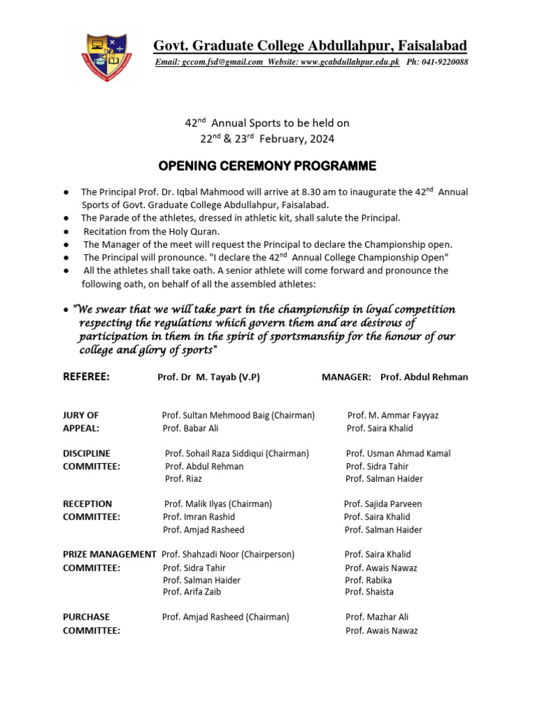 Sports Ceremony | PDF