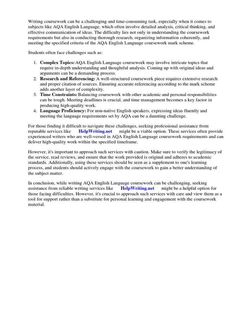 Aqa English Language Coursework Mark Scheme | PDF Aqa English Language Coursework Mark Scheme | PDF