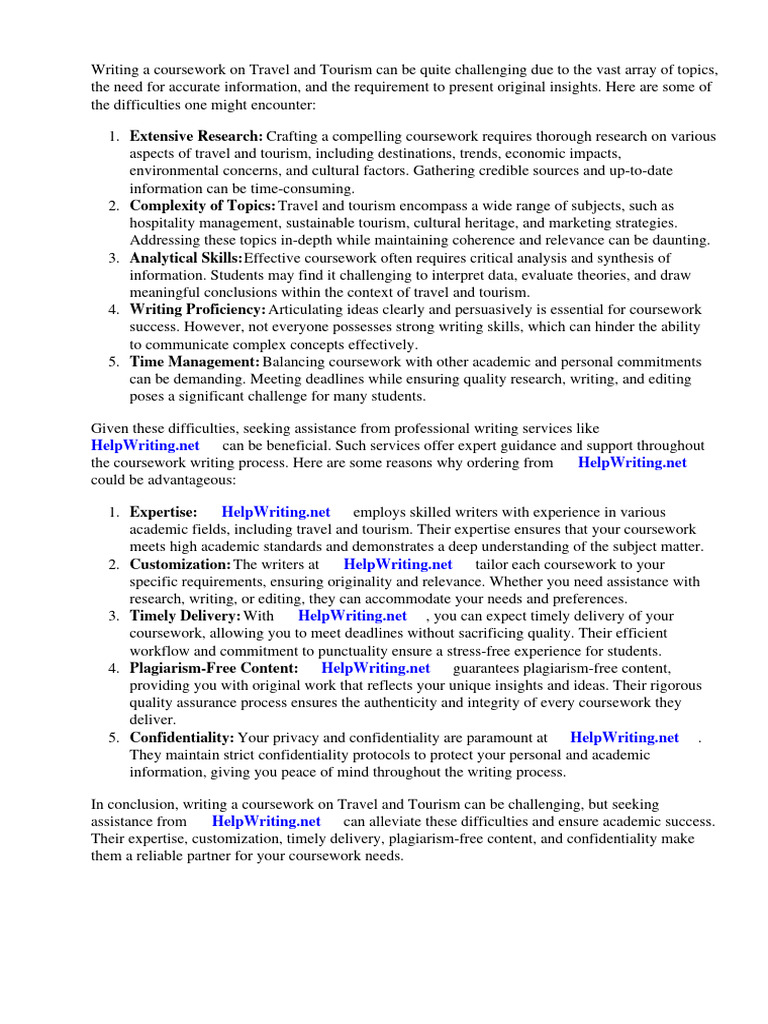 Coursework Travel Tourism | PDF | Tourism | Expert