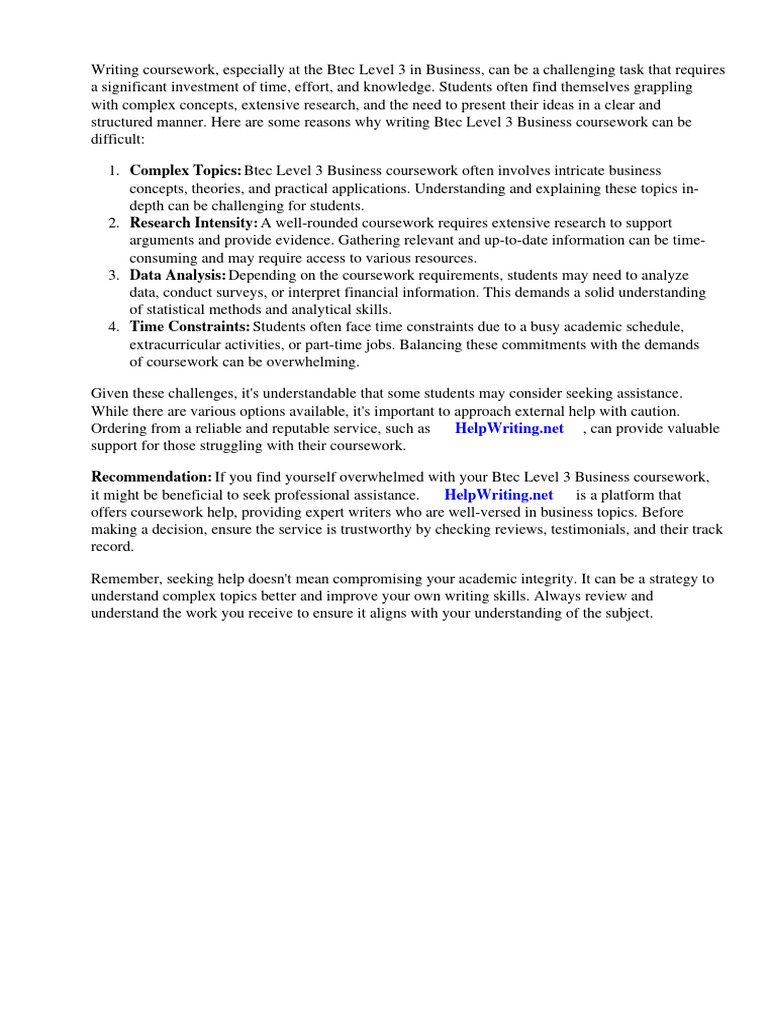 Btec Level 3 Business Coursework Help | PDF | Information | Linked In