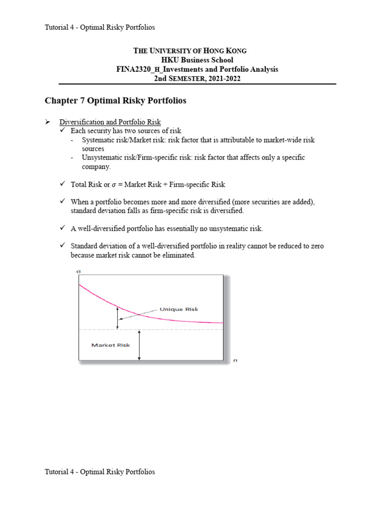 Optimal Risky Portfolios Tutorial | PDF | Modern Portfolio Theory ...