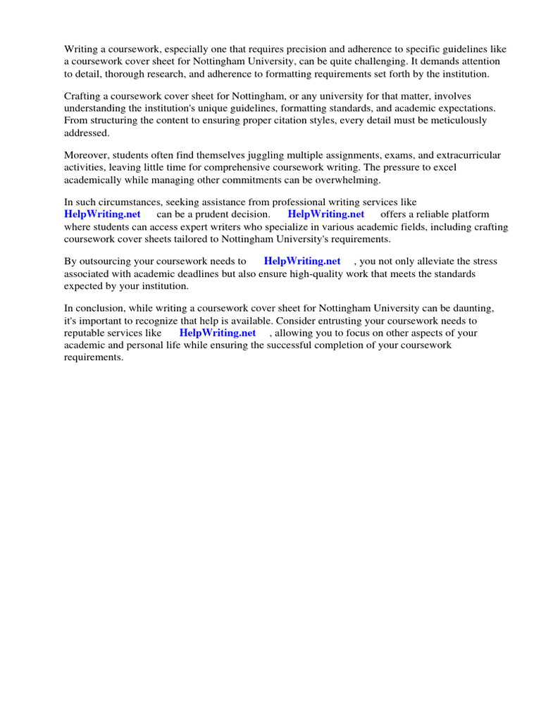 Coursework Cover Sheet Nottingham | PDF | Employment | Curriculum