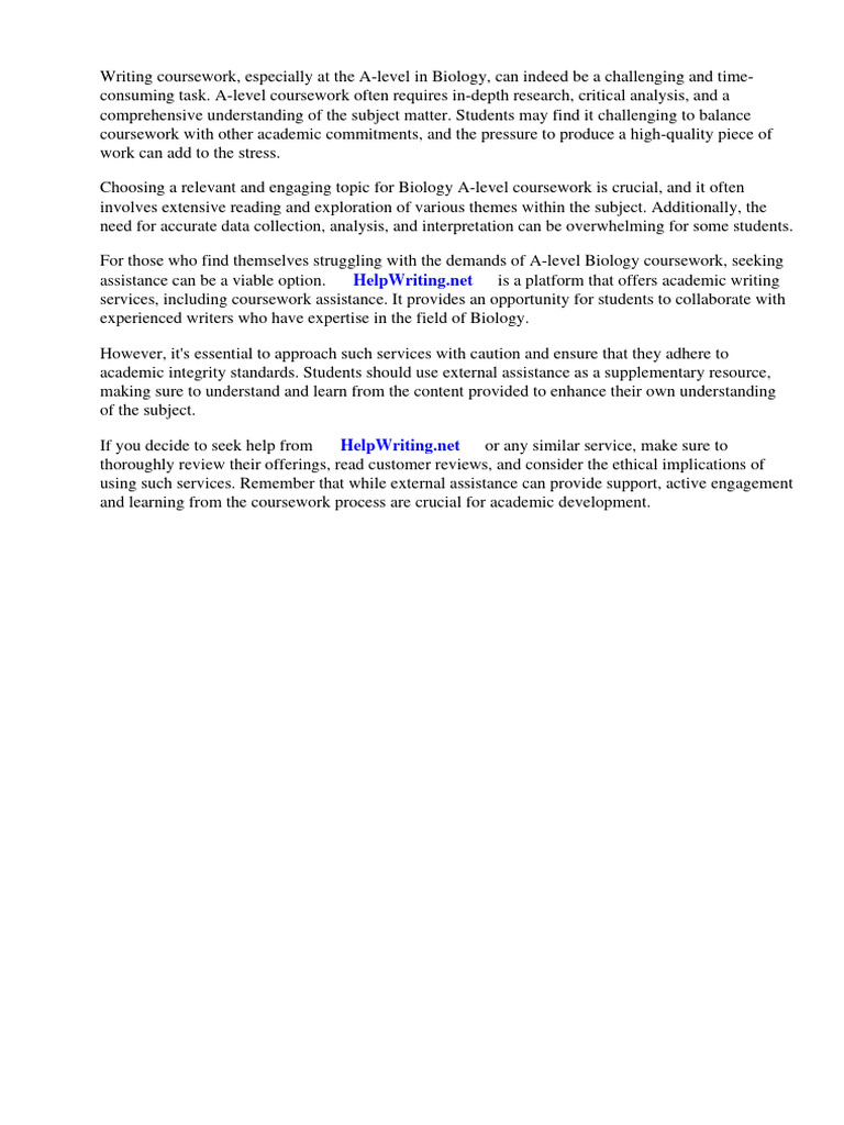 Biology A Level Coursework Ideas | PDF