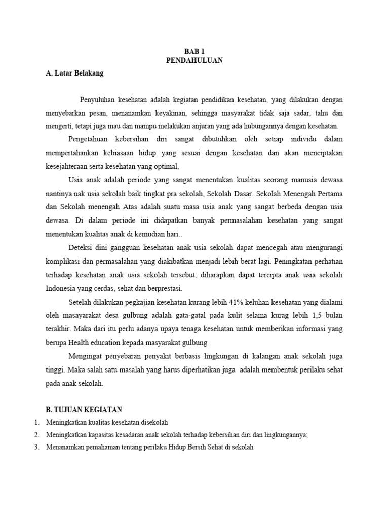 Kerangka Proposal PHBS | PDF