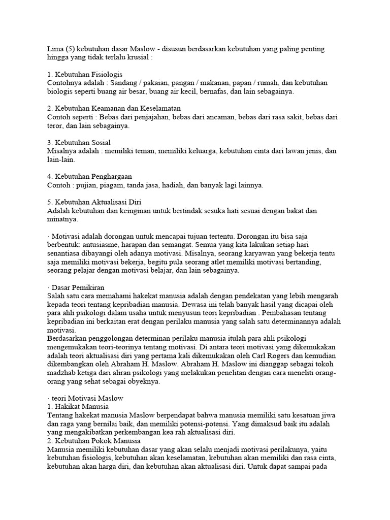 Lima Tingkatan Kebutuhan Manusia | PDF | Sains & Matematika