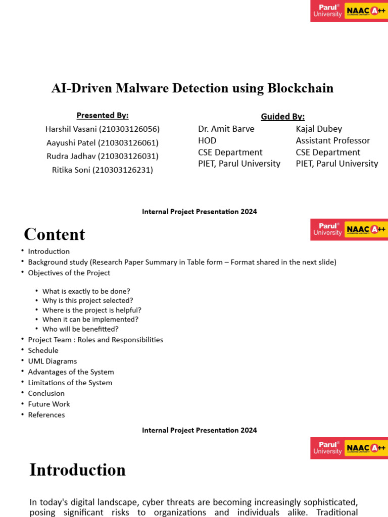 AI-Driven Malware Detection Using Blockchain | PDF | Security | Computer Security