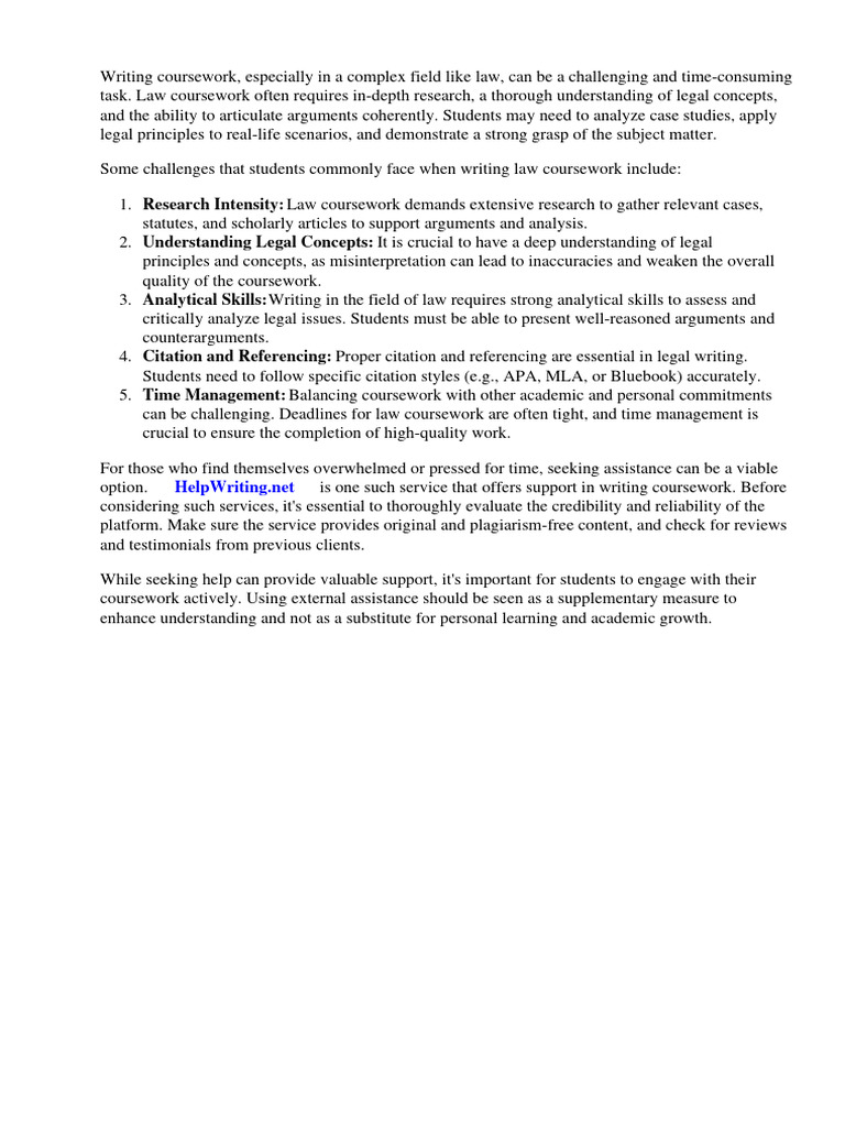 Law Coursework Examples | PDF