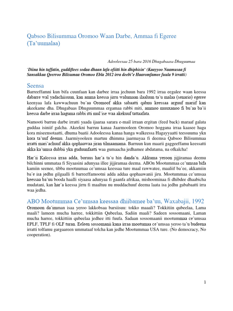 Dokumen - Tips Qabsoo Bilisummaa Oromoo Waan Darbe Ammaa Fi Qabsoo ...