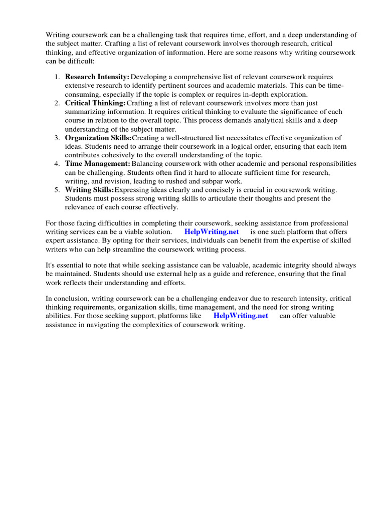 List of Relevant Coursework | PDF | Résumé | Thought