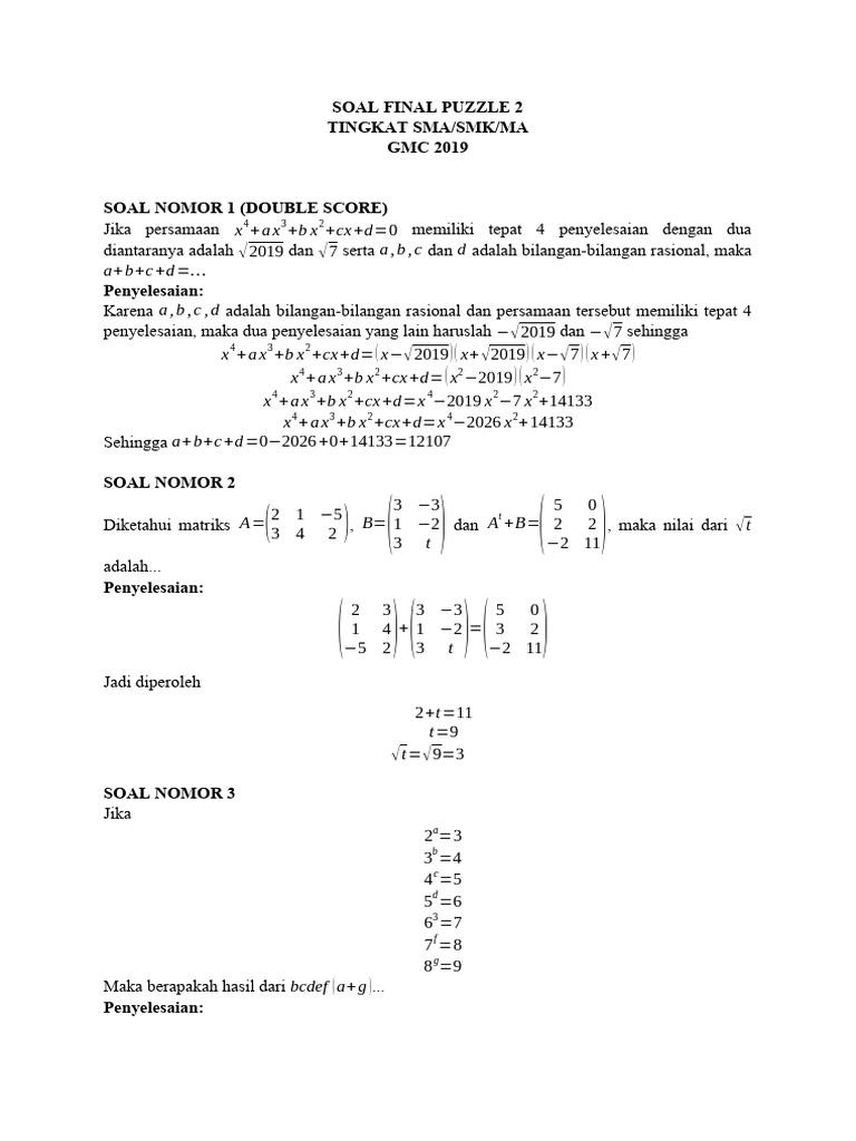 Soal Puzzle 2 1 Pdf