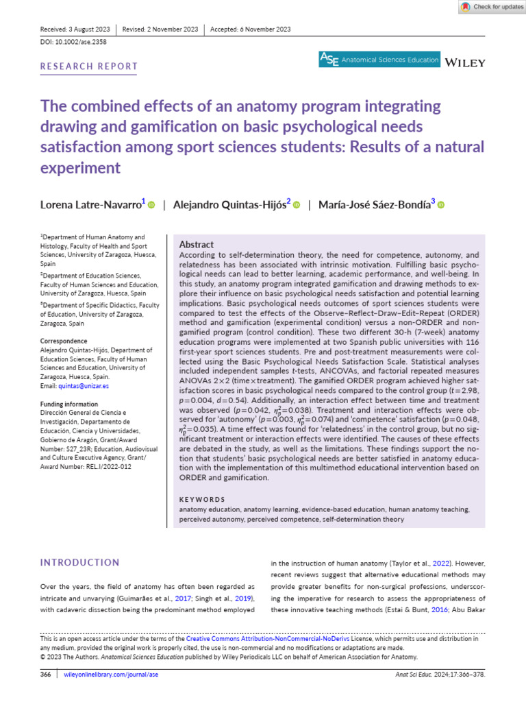 Anatomical Sciences Ed - 2023 - Latre Navarro - The Combined Effects of An Anatomy Program ...