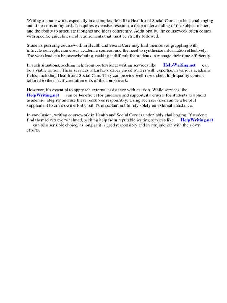 Coursework Health Social Care | Download Free PDF | Medicine | Social Work