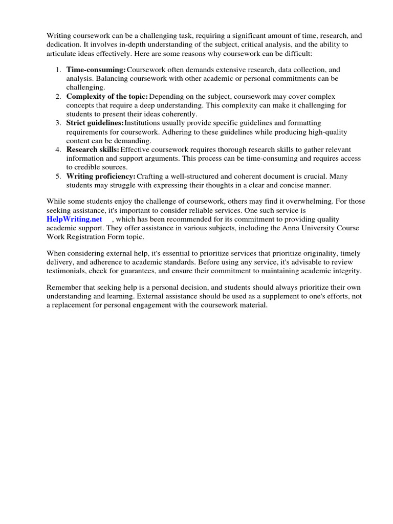 Anna University Course Work Registration Form | PDF | University And ...