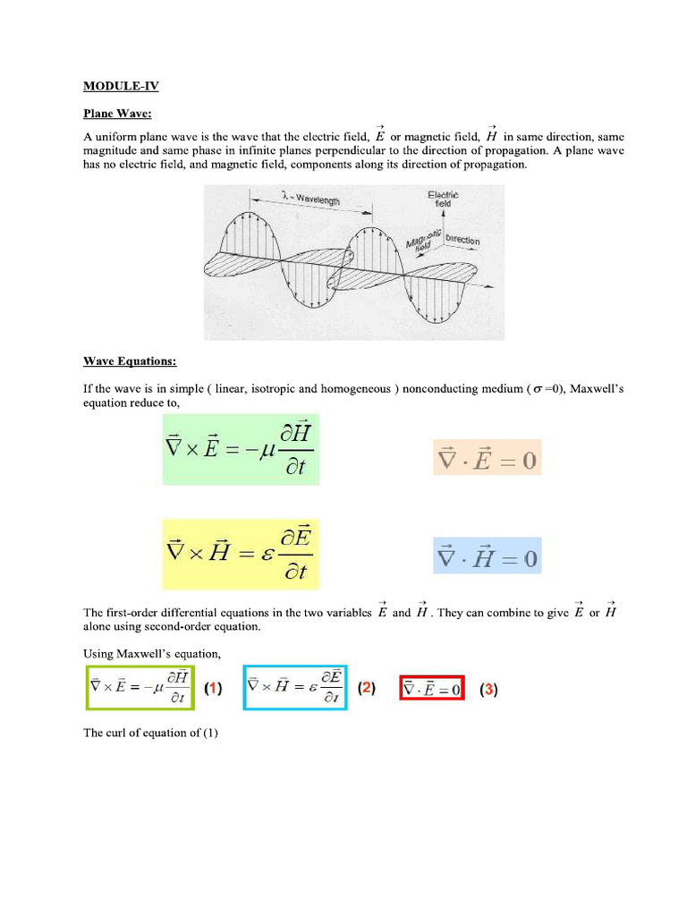 Wave Equation and Solution, Classification of Polarization, Reflection ...