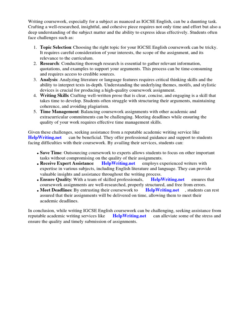 Igcse English Coursework Assignment 1 Topics | PDF | Expert | Human ...