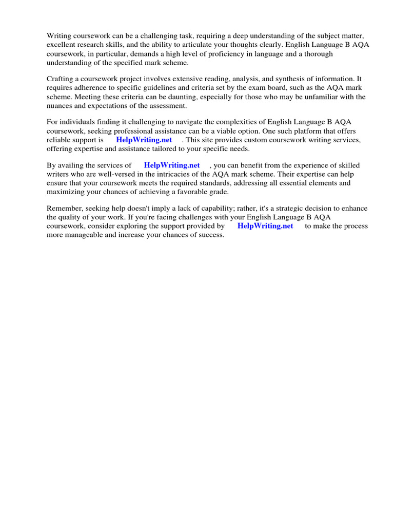 English Language B Aqa Coursework Mark Scheme | PDF | Student ...