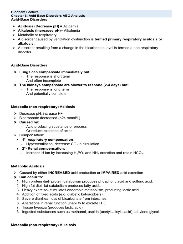 ABG Analysis Notes | PDF | Diseases And Disorders | Clinical Medicine