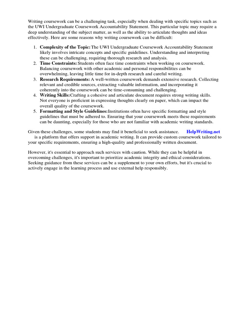 Uwi Undergraduate Coursework Accountability Statement | PDF | Human Communication