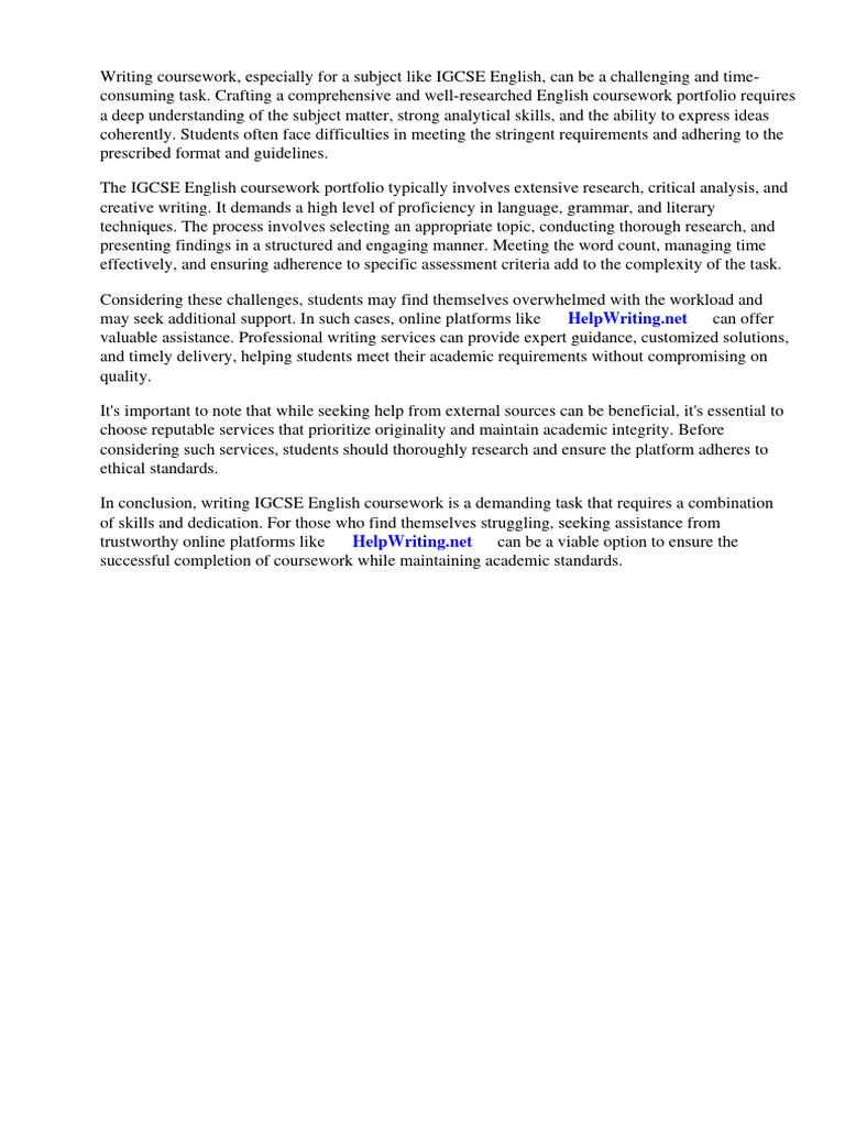 Igcse English Coursework Portfolio Pdf Websites World Wide Web