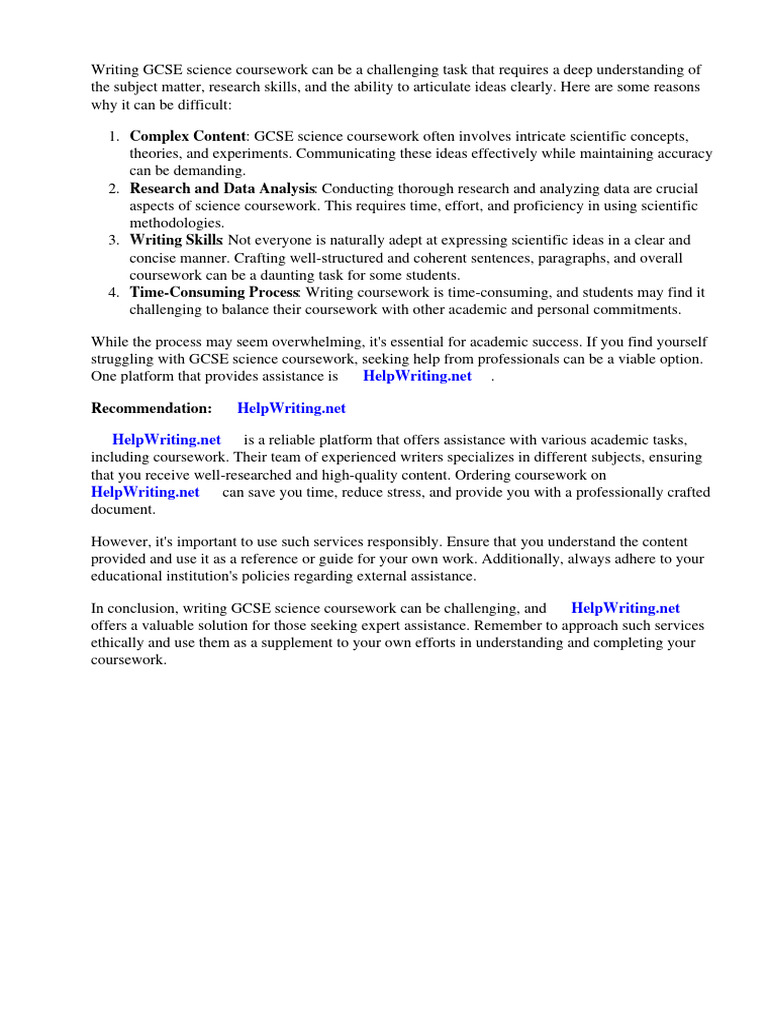 How To Write Gcse Science Coursework | Download Free PDF | Science ...