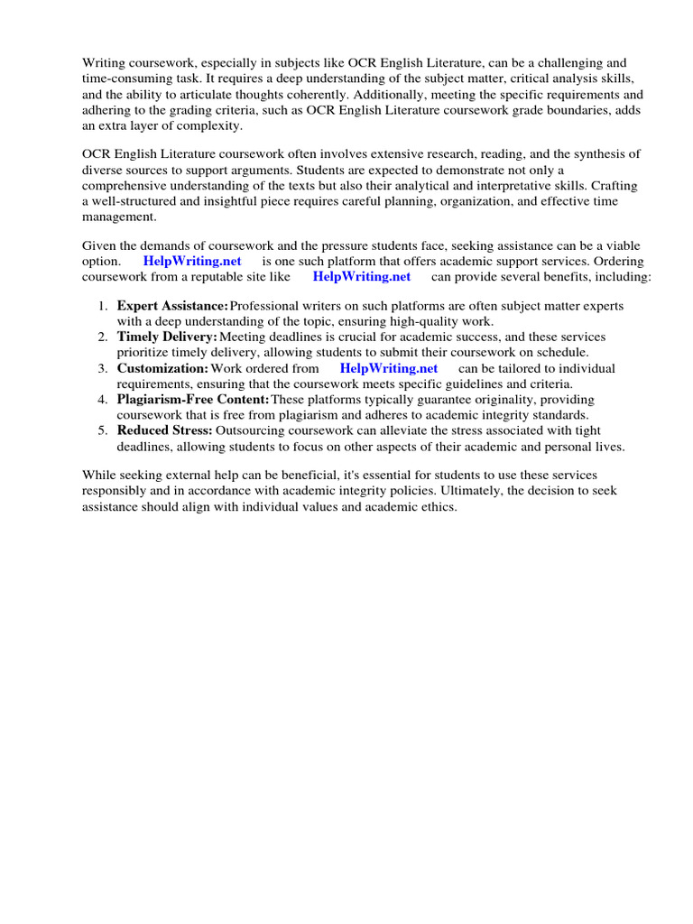 Ocr English Literature Coursework Grade Boundaries | PDF | Schools ...