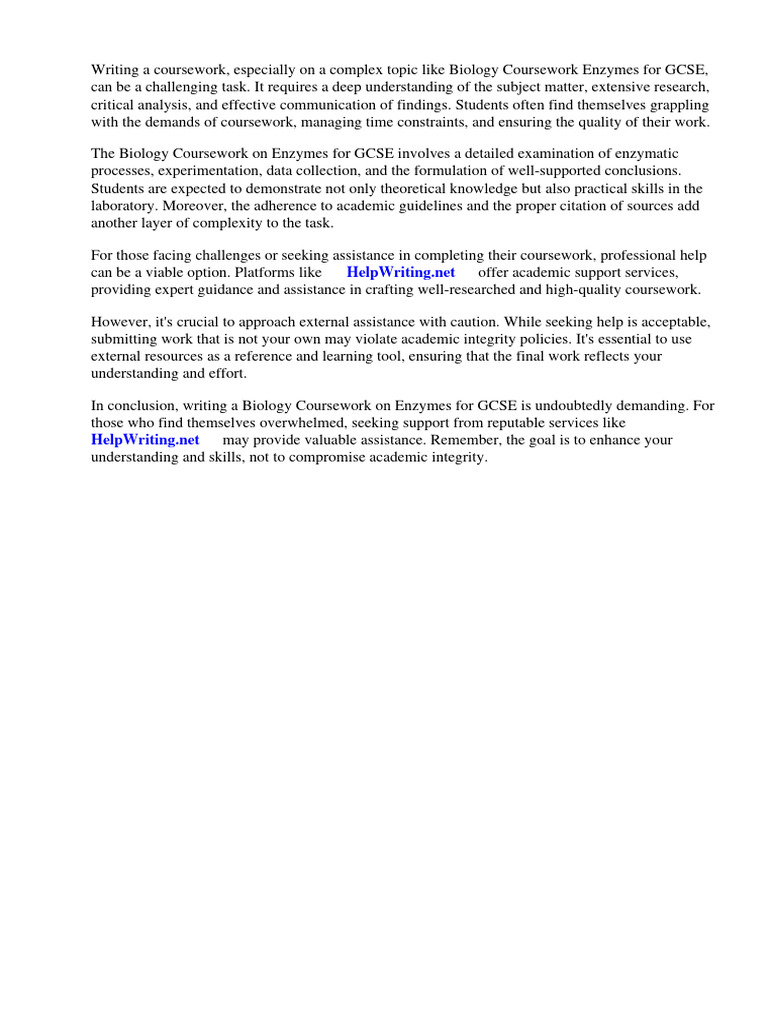 Biology Coursework Enzymes Gcse | PDF | Enzyme | Active Site