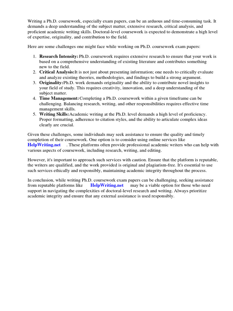 PHD Course Work Exam Papers | PDF | Doctor Of Philosophy | University ...