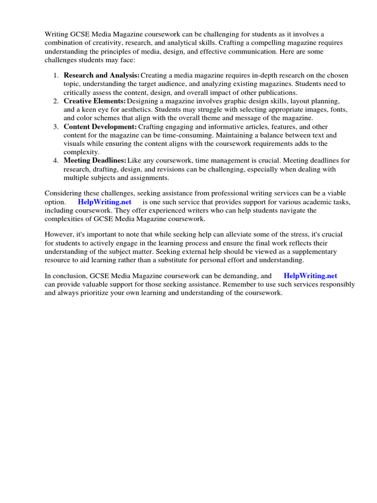 Gcse Media Magazine Coursework | PDF