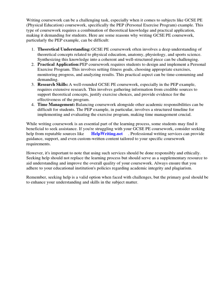 Gcse Pe Coursework Pep Example | PDF | Physical Fitness | Physical ...