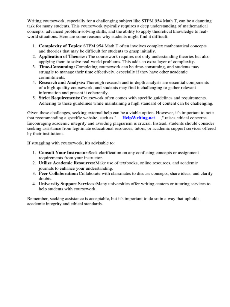 STPM 954 Math T Coursework 2014 Sem 2 | PDF