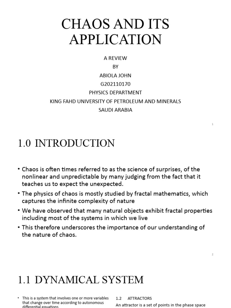 Chaos and Its Application | PDF | Chaos Theory | Attractor