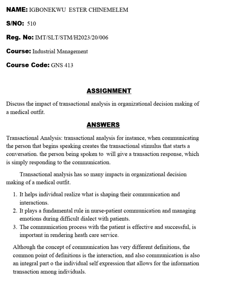 Assignment | PDF | Communication | Human Communication