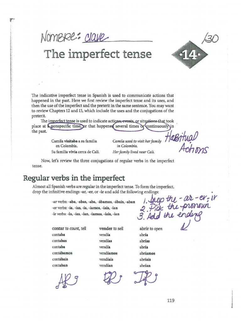 14 The Imperfect Tense Answers | PDF