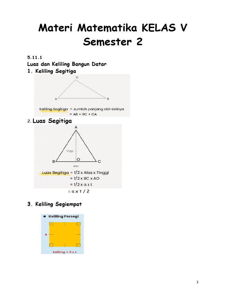 Materi MTK KLS V SMTR 2 (1) Terbaru | PDF