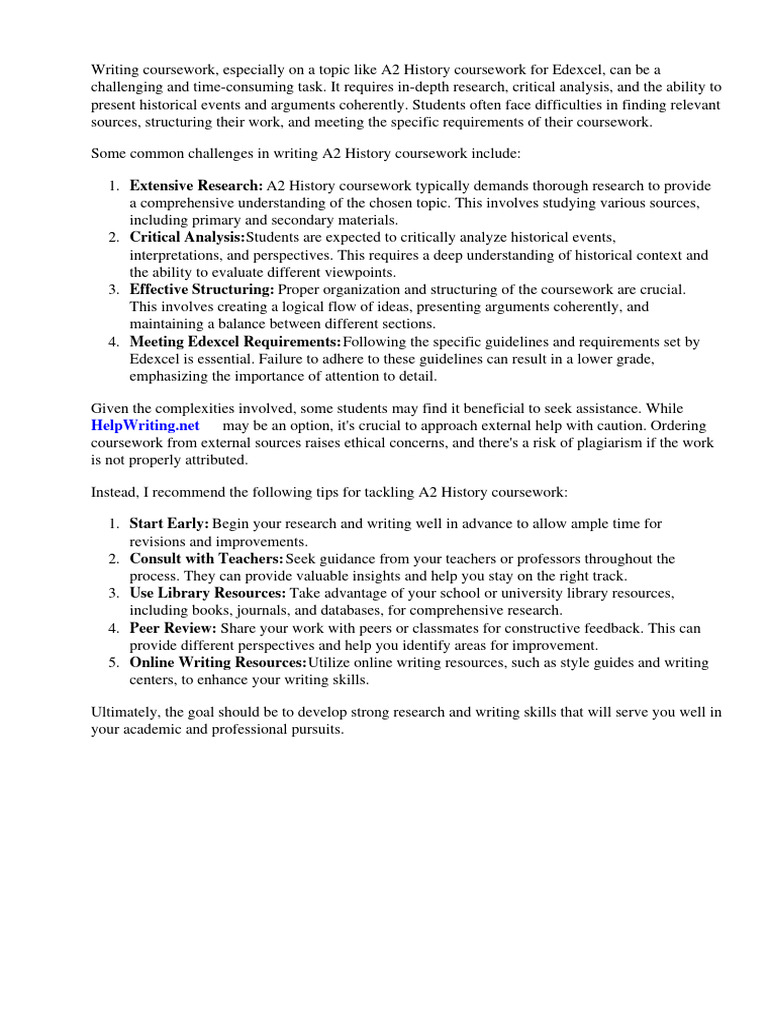 Examples of A2 History Coursework Edexcel | PDF | Facebook | Linked In